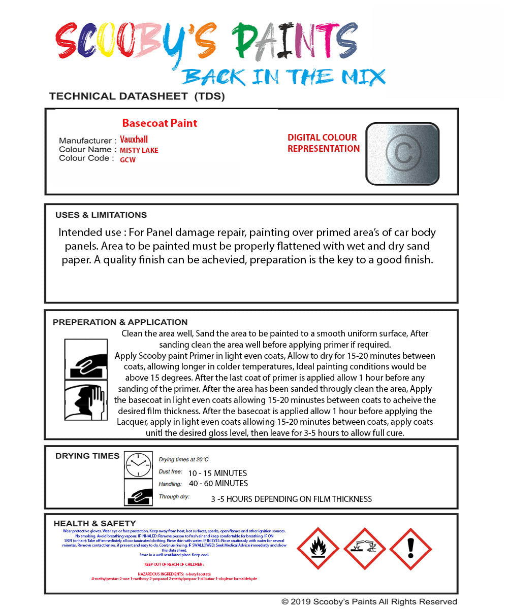 Paint Mixed Vauxhall Mokka Misty Lake Gcw Basecoat Car Spray Paint ...