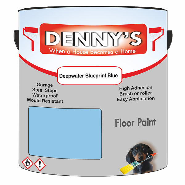 Denny's Floor Paint For Garages Colour- Deepwater Blueprint Blue - Oil ...