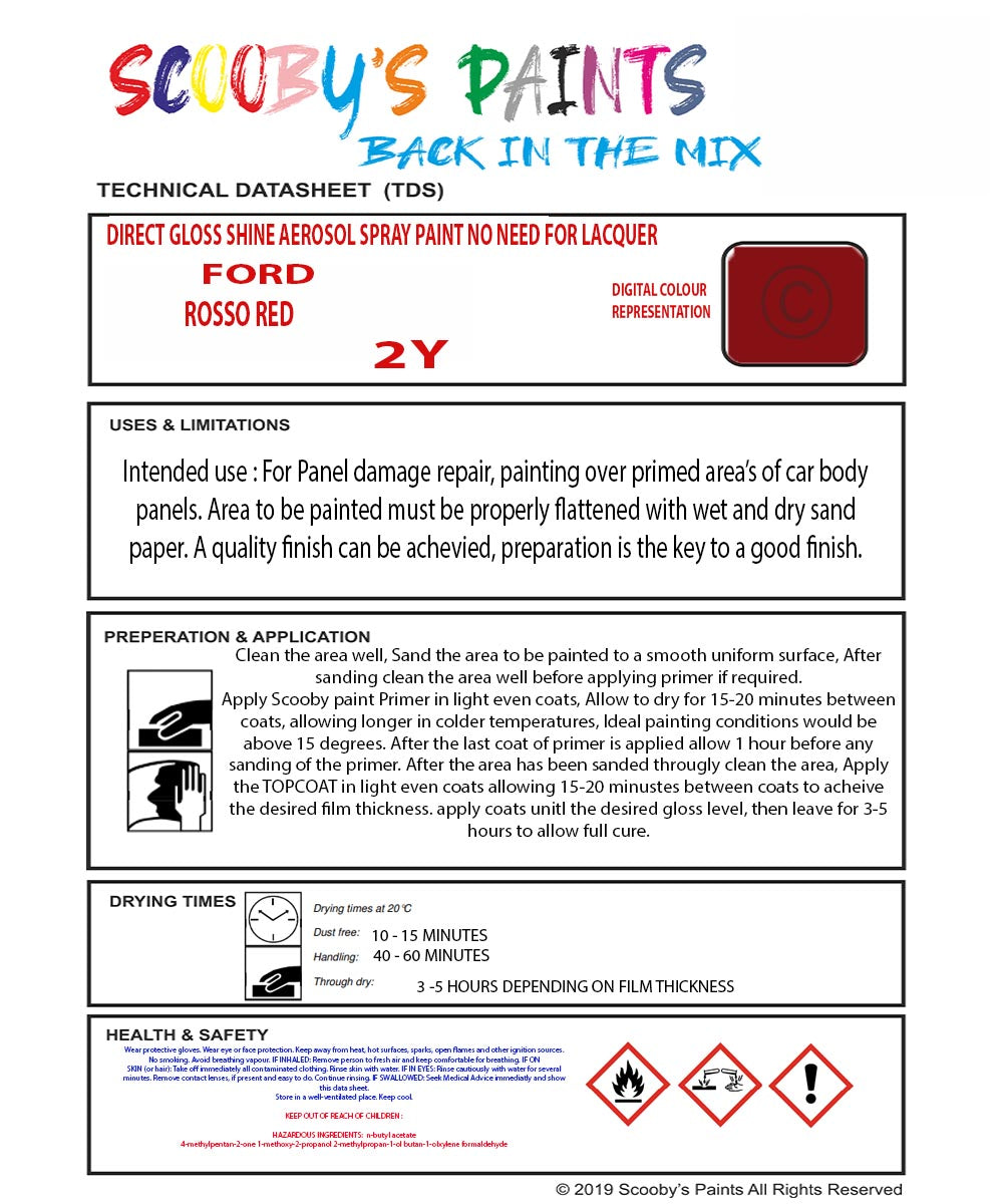 Mixed Paint For Ford Sierra, Rosso Red, Code: 2Y, Red – Auto Car Paint UK