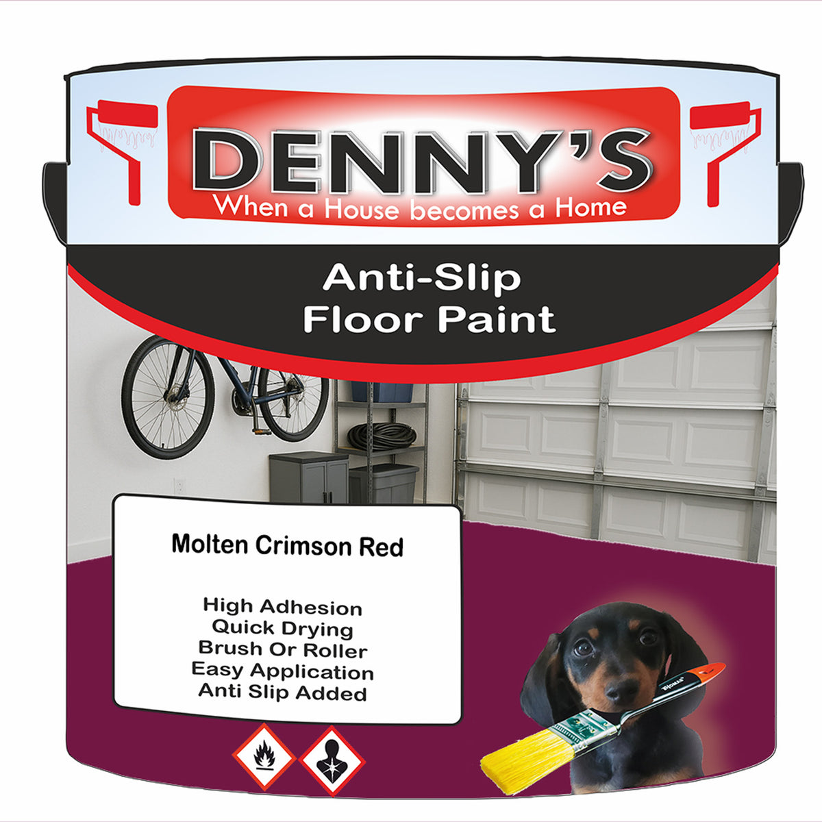 Denny's Floor Paint For Grip Coating Colour- Molten Crimson Red - Anti ...