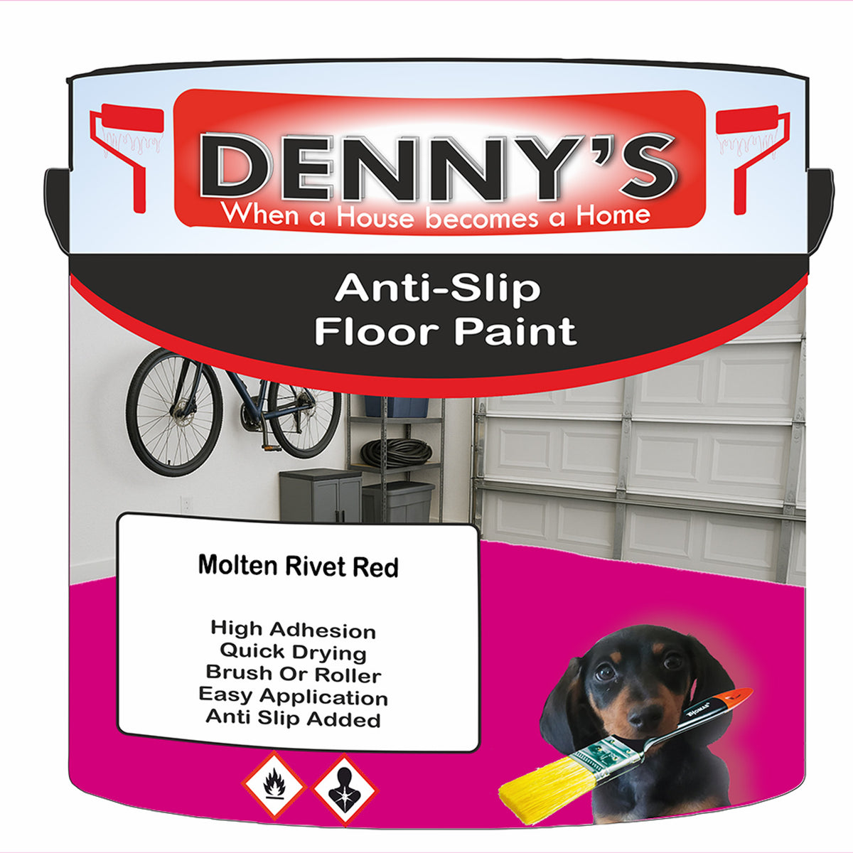 Denny's Floor Paint For Grip Coating Colour- Molten Rivet Red - Anti-S ...