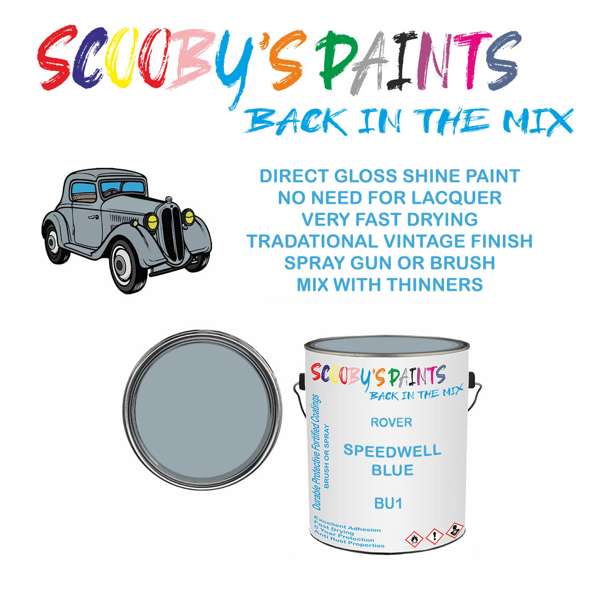 Mixed Paint For Mg Mga, Speedwell Blue, Code: Bu1, Blue – Auto Car Paint UK