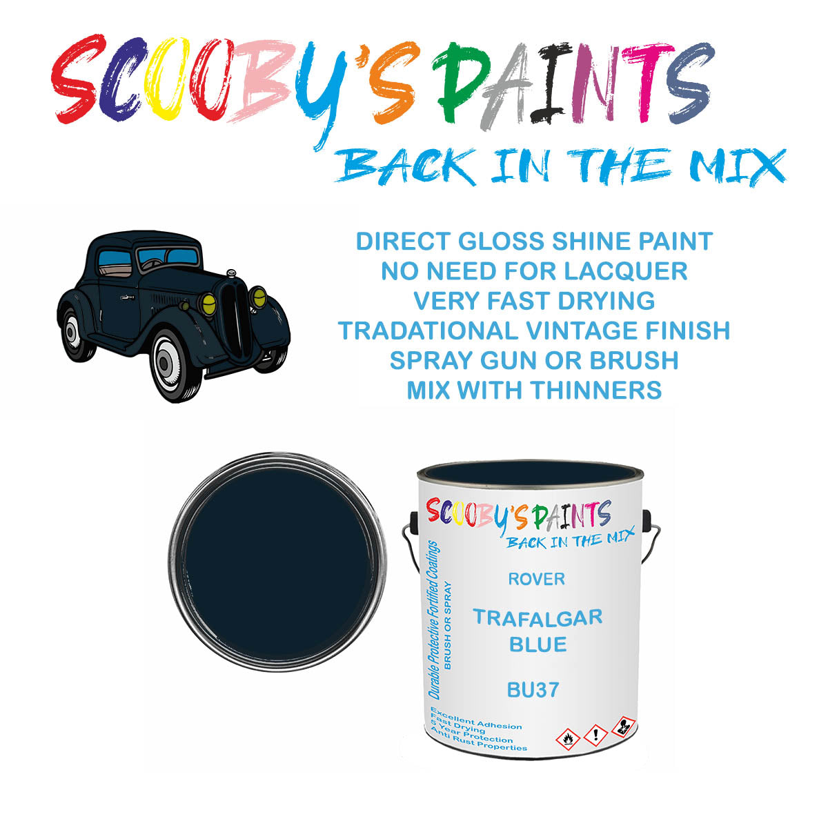 Mixed Paint For Morris Mini, Trafalgar Blue, Code: Bu37, Blue – Auto ...