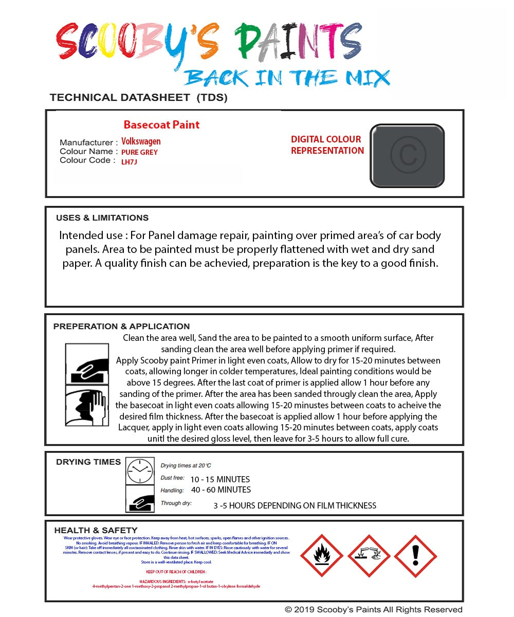 Paint Mixed Volkswagen Jetta Gli Pure Grey Lh7J Basecoat Car Spray Pai ...