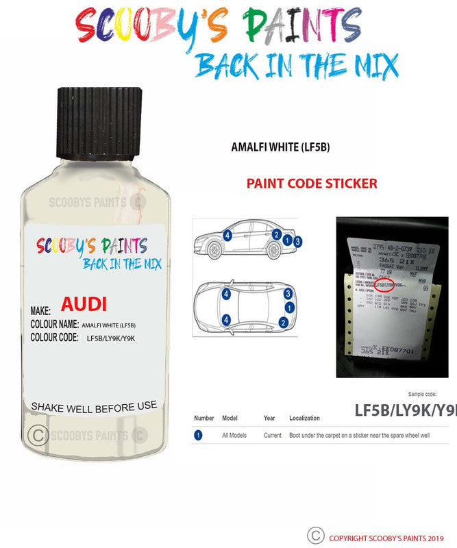 Paint For Audi A3 Amalfi White Code Lf5B Ly9K Y9K Touch Up Paint – Auto ...
