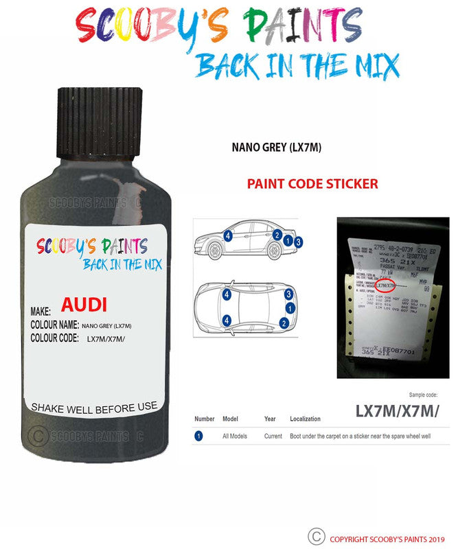 Paint For Audi A1 Nano Grey Code Lx7M Touch Up Paint Scratch Stone Chi ...