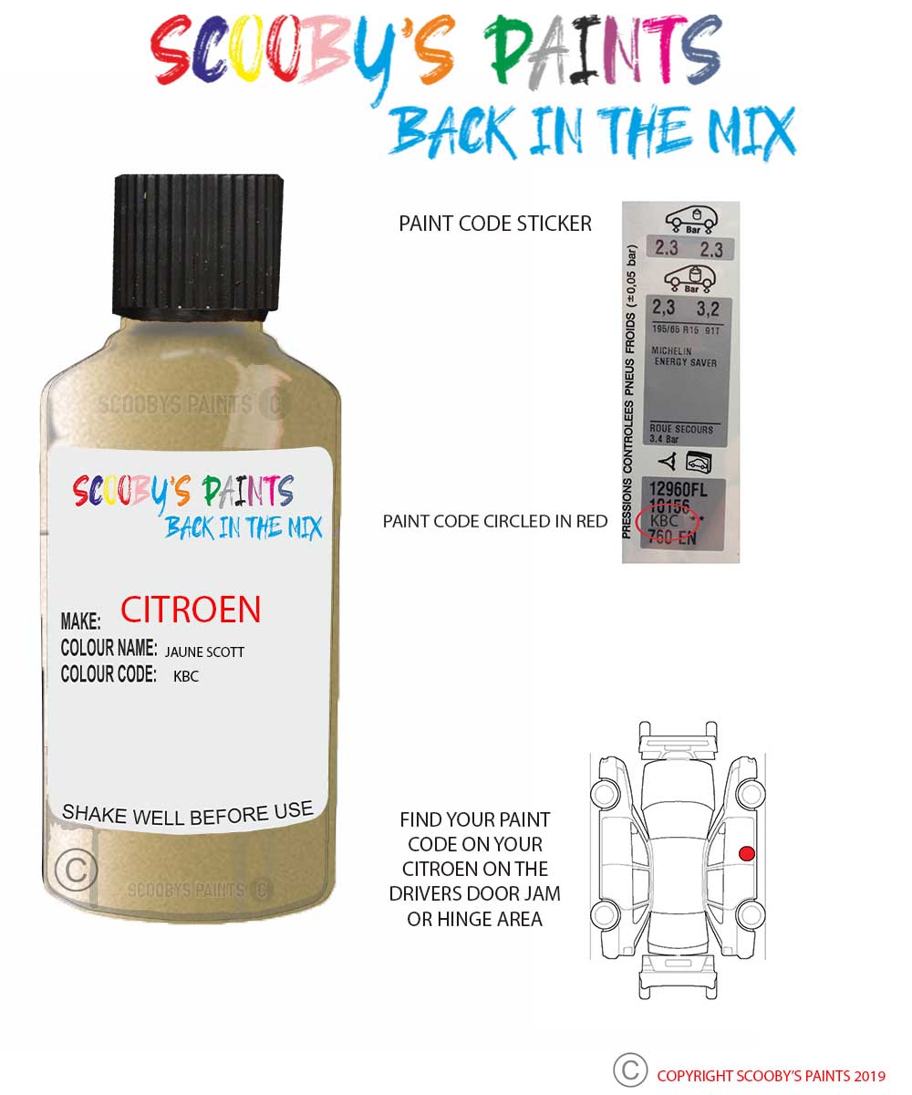 Paint For Citroen C4 Jaune Scott Code Kbc Touch Up Paint Scratch Stone ...