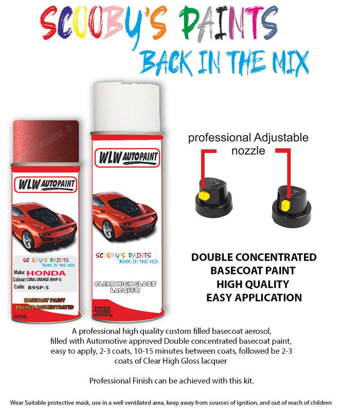 Paint For Honda Civic Coral Orange R95P-5 Car Aerosol Spray Paint + La ...