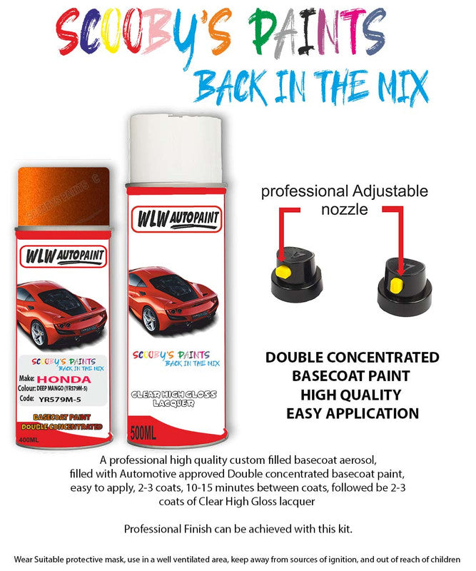 Paint For Honda Civic Deep Mango Yr579M-5 Car Aerosol Spray Paint + La ...