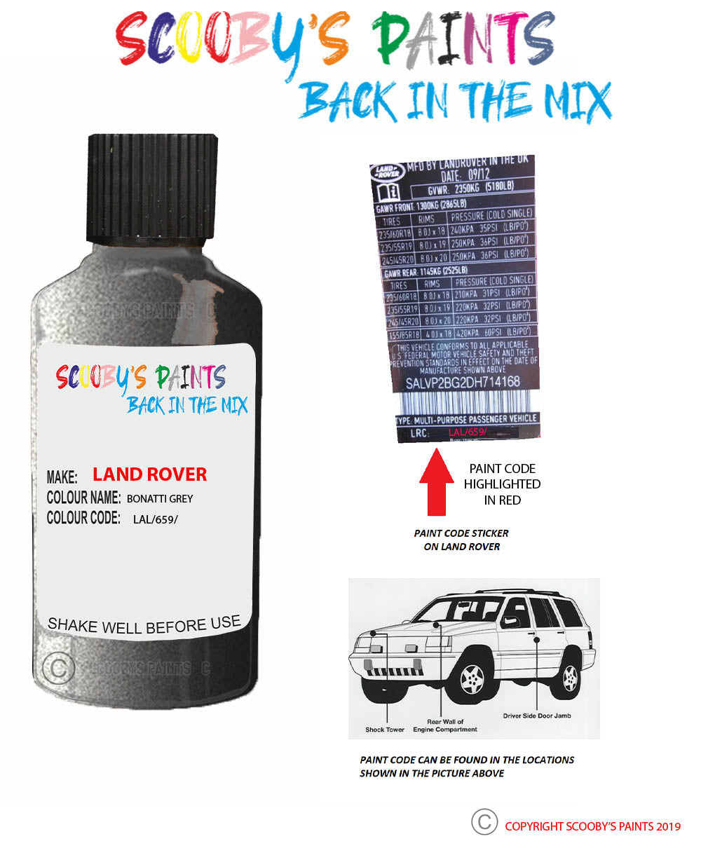 Paint Suitable for Land Rover Defender Bonatti Grey Code Lal 659 Touch ...