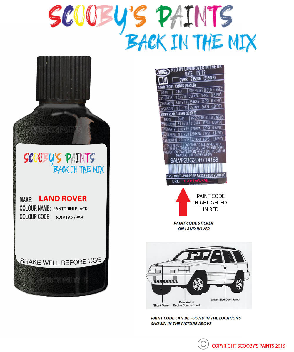 Paint Suitable for Land Range Rover Santorini Black Code 820 1Ag Pab T ...