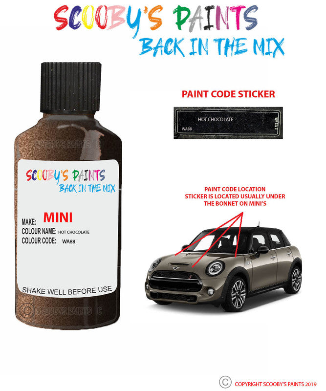 Paint For Mini One Hot Chocolate Code Wa88 Touch Up Paint Scratch Ston ...