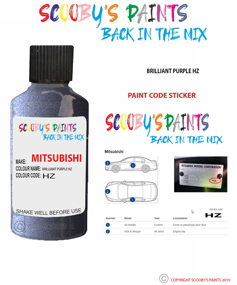 Paint For Mitsubishi L200 Brilliant Purple Code Hz Touch Up Paint ...
