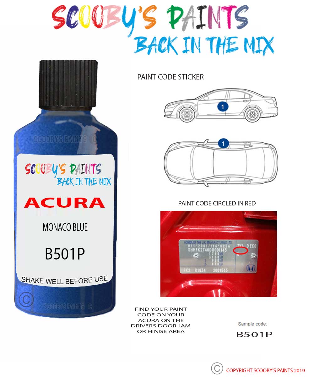 Paint For Acura Nsx Monaco Blue Code B501P Touch Up Scratch Stone Chip ...