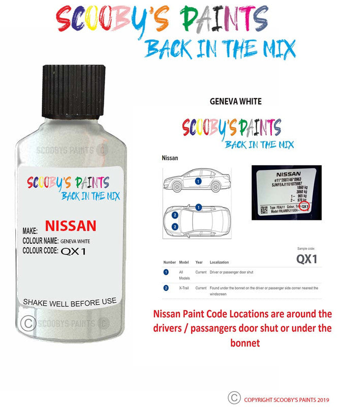 Paint For Nissan Maxima Geneva White Code Qx1 Touch Up Paint Scratch S ...