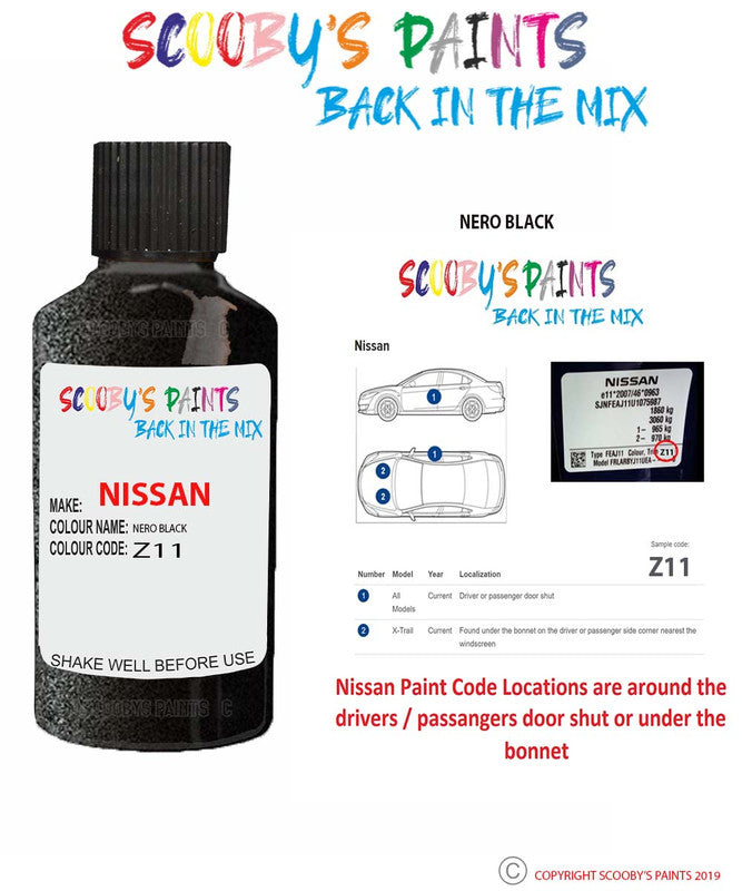Paint For Nissan Note Nero Black Code Z11 Touch Up Paint Scratch Stone ...