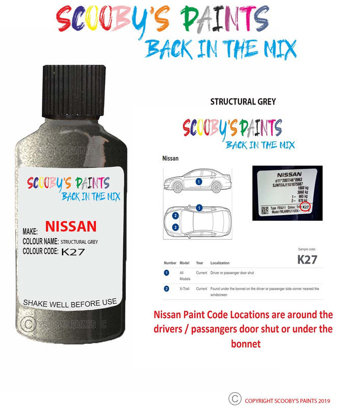 Paint For Nissan Pathfinder Structural Grey Code K27 Touch Up Paint ...