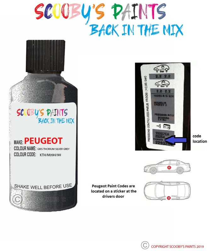 Paint For Peugeot 207 Coupe Gris Thorium Silver Grey Code Kth/M09H 9H ...