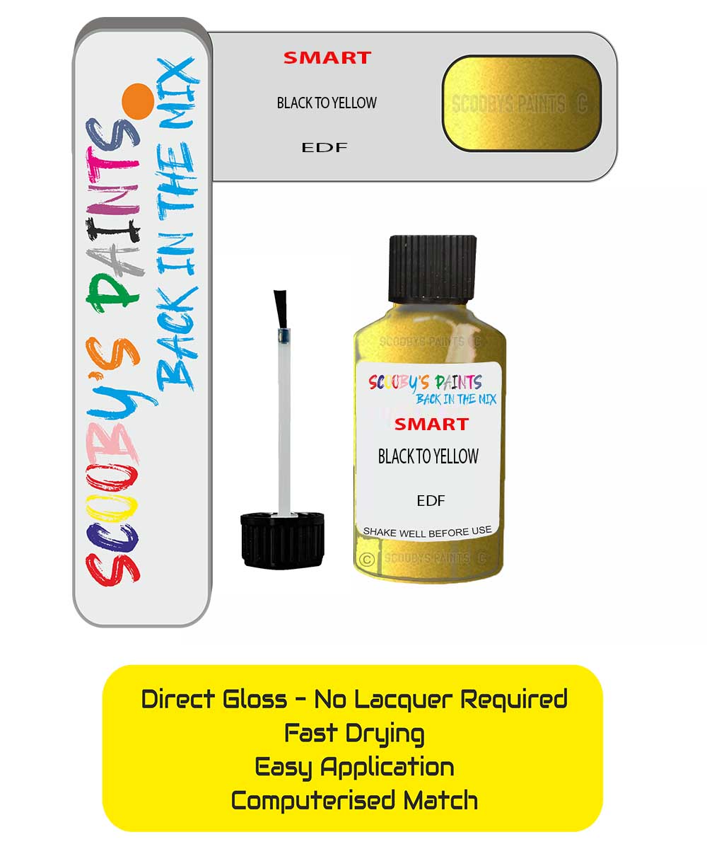 Paint For Smart Fortwo Black To Yellow Code Edf Touch Up Scratch Stone ...