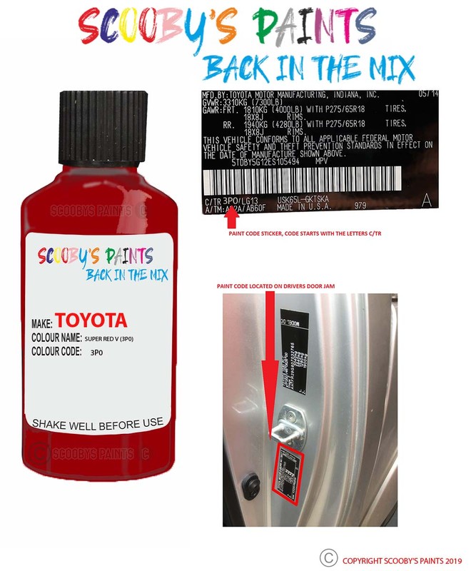 Paint For Toyota Yaris Super Red V Code 3P0 Touch Up Paint Scratch Sto ...