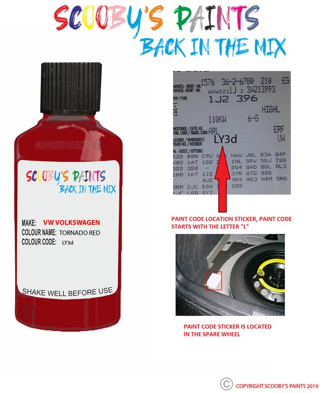 Paint For Vw Golf Gtd Tornado Red Code Ly3D Car Touch Up Paint – Auto ...