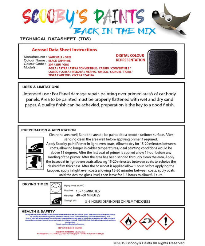 Paint For Vauxhall Agila Black Sapphire Spray Paint + Anti Rust Primer ...